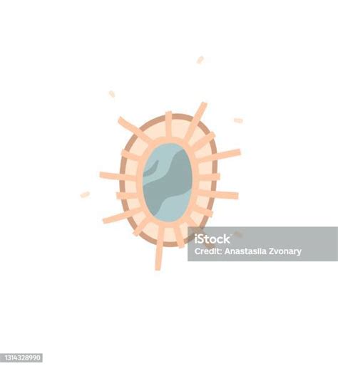 손으로 그린 벡터 추상 스톡 그래픽 보헤미안 클립 아트 일러스트 와 뷰티 인테리어 디자인 요소 흰색 배경에 고립 된 현대 장식 된 트렌디 한 거울 0명에 대한 스톡 벡터