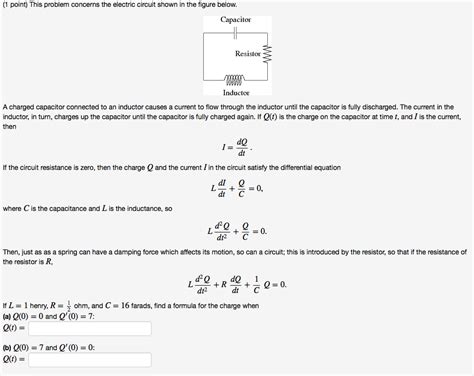 Solved A Charged Capacitor Connected To An Inductor Causes A