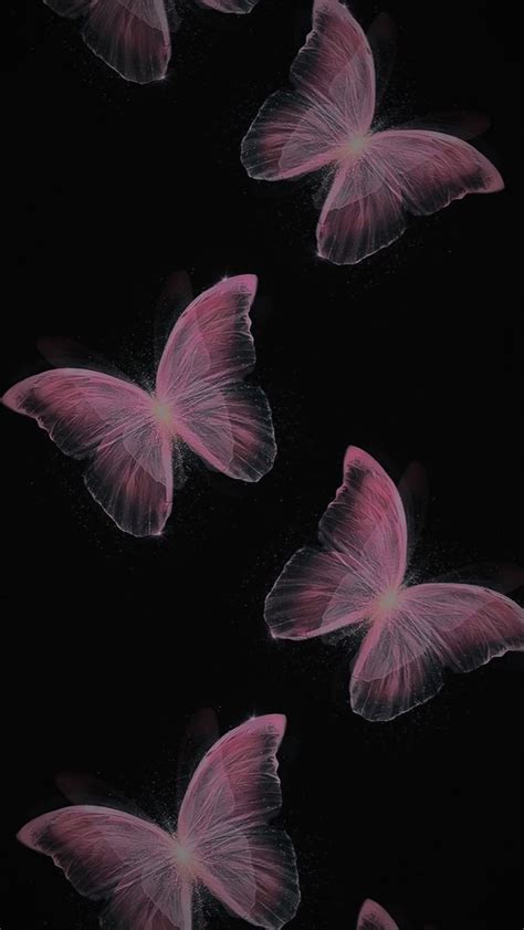 Pink And Black Butterfly Wallpaper Розовые бабочки эстетика Обои для