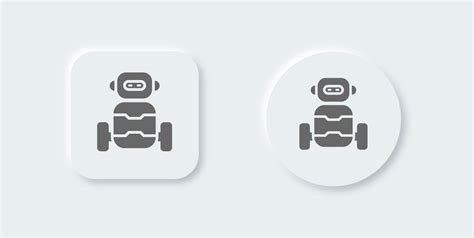 Robot Solid Icon In Neomorphic Design Style Artificial Intelligence