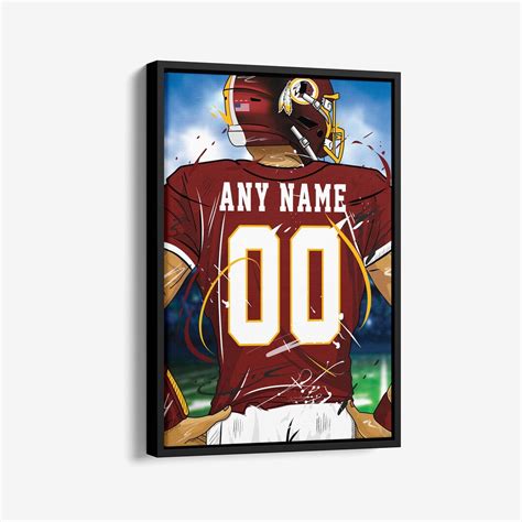 Washington Commanders Jersey Nfl Personalized Jersey Custom Name And Number Canvas Wall Art