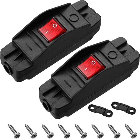 2 Pieces 20a Heavy Duty Inline Cord Switch Black Onoff Rocker With Red