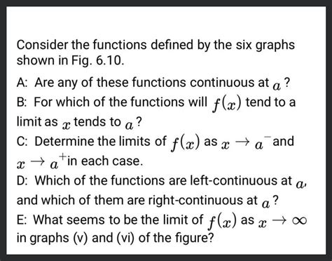 Consider The Functions Defined By The Six Graphs Shown In Fig 6 10 A A