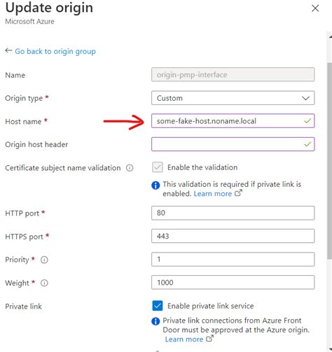 Azure Front Door With Private Link Service Meaning Of Origin Host Name Microsoft Qanda