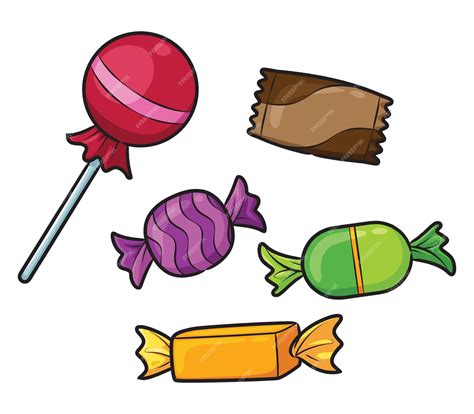 Colección De Dulces De Dibujos Animados Vector Premium