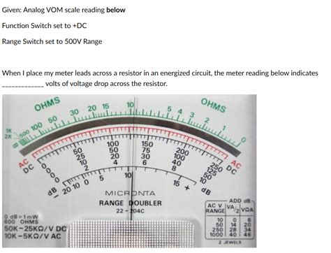 solved given analog vom scale reading at left below range