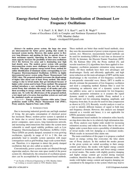 pdf energy sorted prony analysis for identification of dominant low