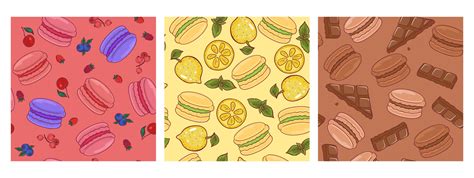 Set Of Seamless Patterns With Macaroons Vector Graphics Vector Art At Vecteezy