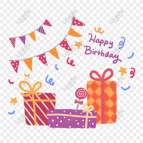 손으로 그린 생일 선물 상자 만화 Png 무료 자료 Png 일러스트 무료 다운로드 Lovepik