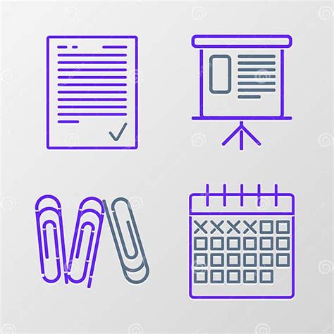 Set Line Calendar Paper Clip Presentation Financial Board With Graph Schedule Chart Diagram