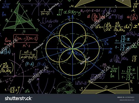 Colorful Math Vector Seamless Background Handwritten Stock Vector