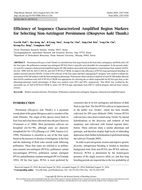 Pdf Efficiency Of Sequence Characterized Amplified Region Markers For
