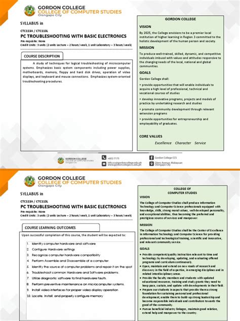 Pc Troubleshooting With Basic Electronics Syllabus Pdf Electronics Personal Computers