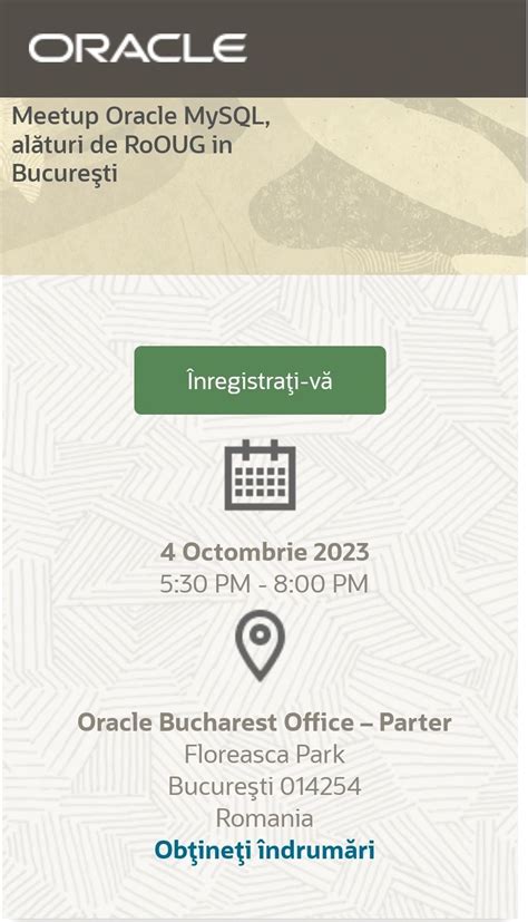 Romanian Oracle User Group Alături De Echipa Mysql Va Invită La O întalnire La Sediul Oracle