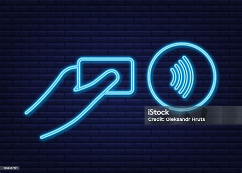 비접촉식 무선 급여 기호 로고 Nfc 기술 근거리 통신 Nfc 네온 사인 벡터 스톡 일러스트레이션 지불에 대한 스톡 벡터 아트 및 기타 이미지 Istock