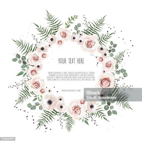 벡터 꽃 디자인 카드입니다 인사말 엽서 결혼식 초대 템플릿을 장미와 곰 우아한 프레임 0명에 대한 스톡 벡터 아트 및 기타 이미지 0명 결혼식 꽃 식물 Istock