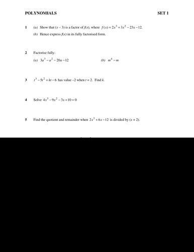 Polynomials And Quadratics Teaching Resources