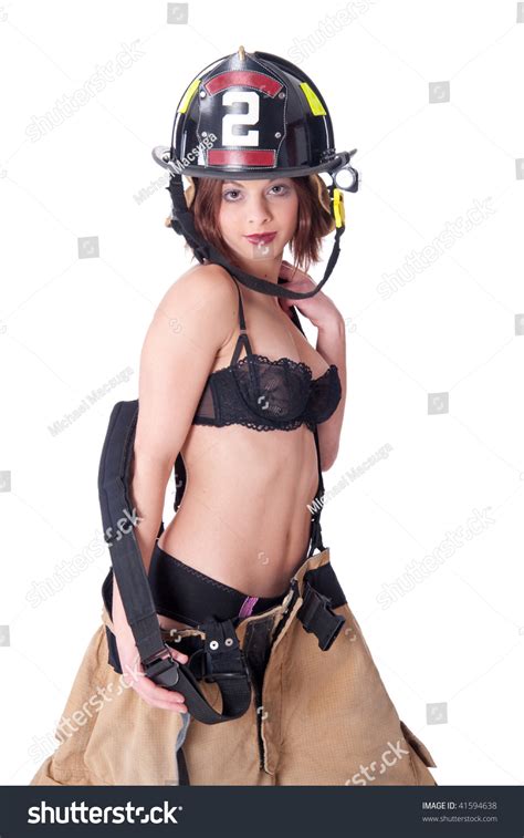 Sexy Female Firefighter Turnout Gear Helmet Stock Photo Shutterstock