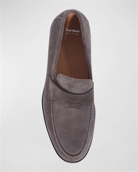Paul Stuart Mens Hugo Suede Penny Loafers Neiman Marcus