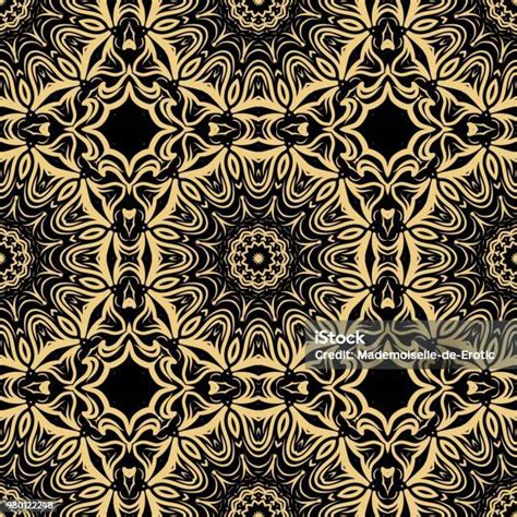 아름 다운 꽃 만다라입니다 장식 벡터입니다 골드 블랙 색상입니다 벡터 일러스트 레이 션 0명에 대한 스톡 벡터 아트 및 기타 이미지 Istock