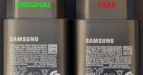 Fake 25 Watt Samsung Charging Adapter Notice The Different In Print