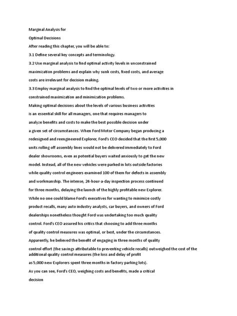 Marginal Analysis For Pdf Mathematical Optimization Decision Making