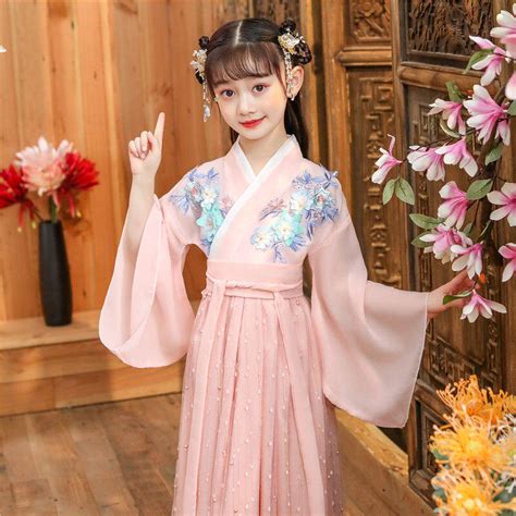 ชุดโบราณของเด็ก Hanfu ชุดฤดูร้อนหญิงสไตล์จีนกระโปรงนางฟ้าชุดสาวนางฟ้าซุปเปอร์กระโปรงเจ้าหญิง