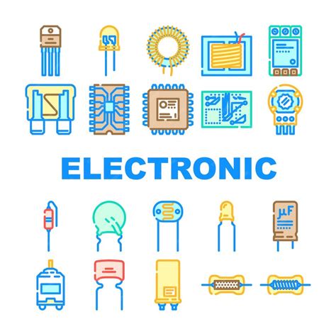 Premium Vector Component Electronic Chip Icons Set Vector Microchip Circuit Hardware