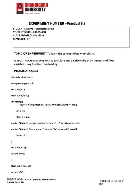 C 6 Saiteja Mashetti 23 C Worksheet Subject Name Using C Labobject Oriented