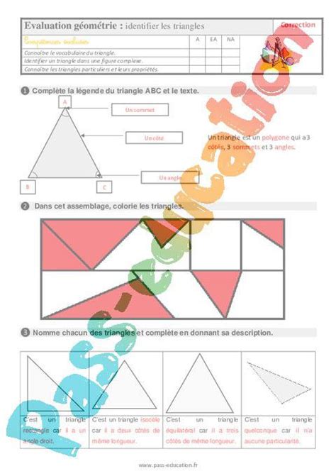 Identifier Les Triangles Ce2 Evaluation Avec La Correction Cycle