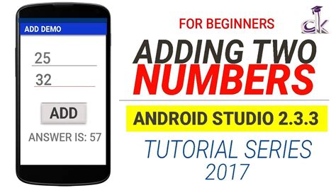 Adding Two Numbers Simple Android App Tutorial For Beginners Android