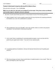 CS Midterm S Sample Pdf CS Midterm Name UID Parallel Distributed Computing