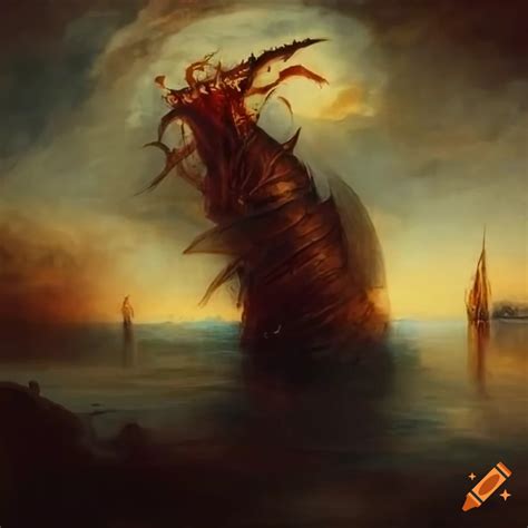 Leviathan Demon Lord Of The Seven Seas In The Style Of William Turner
