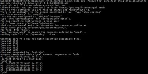 c how to debug the coredump file produced by spawn fcgi stack overflow