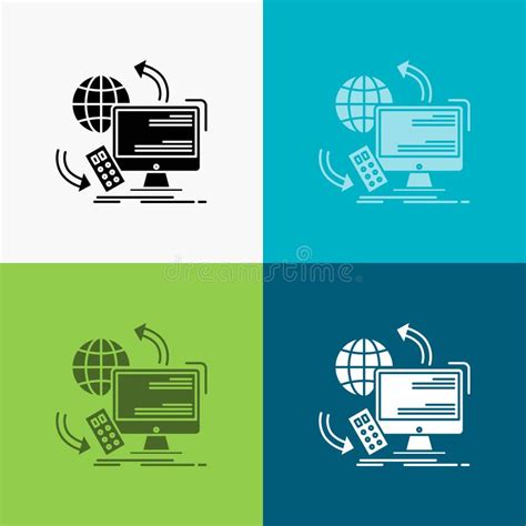 Access Control Monitoring Remote Security Icon Over Various Background Glyph Style Design