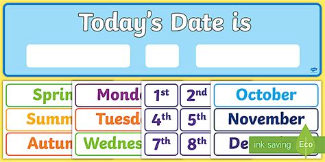Day And Date Chart For Classroom Twinkl Learning Resources