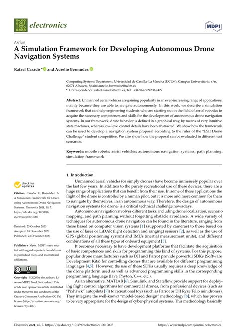 Pdf A Simulation Framework For Developing Autonomous Drone Navigation