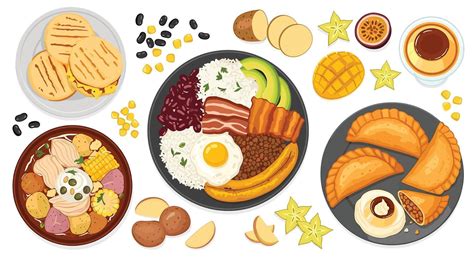 A Diverse Selection Of Authentic Colombian Dishes Showcasing