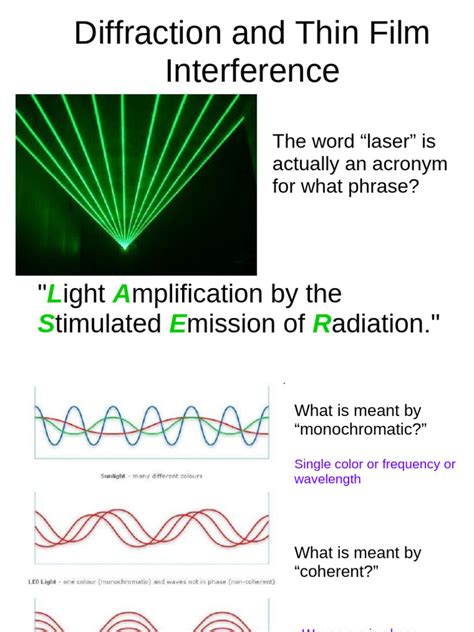 Diffraction And Thin Film Interference 1 Pdf Diffraction Wavelength