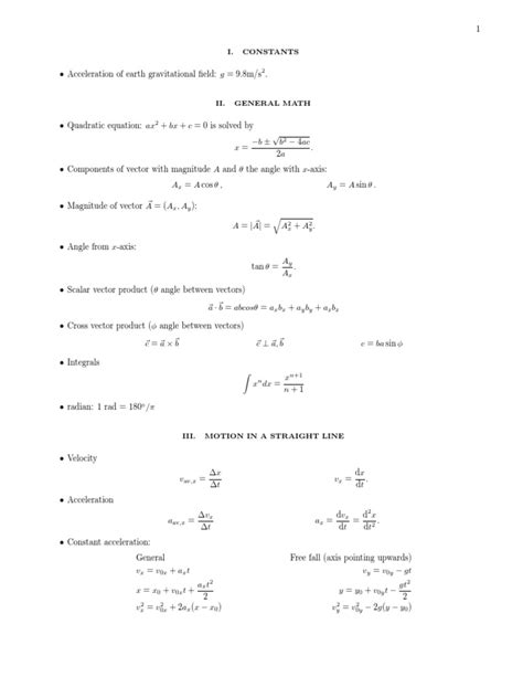 equation sheet 1 pdf pdf rotation around a fixed axis torque
