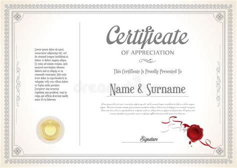 Certificate Or Diploma Retro Design Template Stock Vector Illustration Of Document Coupon