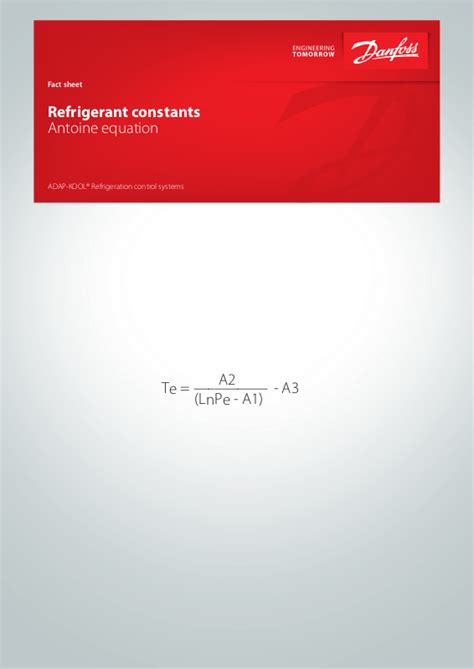 Danfoss Refrigerant Constants Fact Sheet