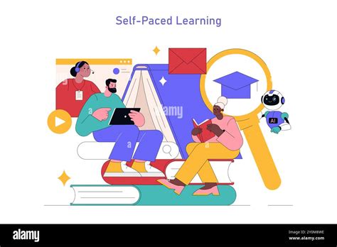 Adult Education Concept Diverse Learners Engage In Self Paced Study