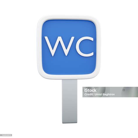 3d 렌더링 공중 화장실 도로 표지판 내부에 Wc 텍스트가 있는 파란색 사각형 도로 표지판 흰색 배경에 격리된 화장실 아이콘 3d 렌더링 화장실 표지판 만화 아이콘 0명에