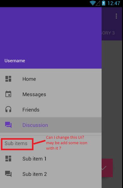 Android Navigationview Custom Submenu View Stack Overflow