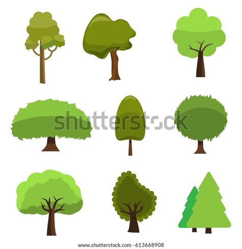 Set Trees Icon Style Isolated Vector Stock Vector Royalty Free Shutterstock