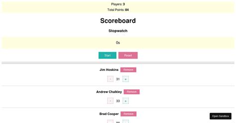 Scoreboard Mini App Codesandbox
