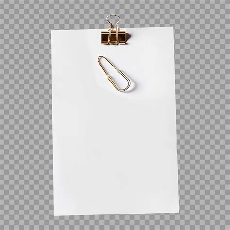 투명한 배경에 고립된 종이 클립이 있는 빈 종이 Png 프리미엄 Psd 파일