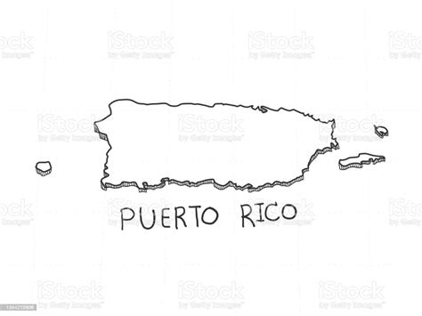 흰색 배경에 푸에르토리코 3d지도의 손으로 그린 드로잉에 대한 스톡 벡터 아트 및 기타 이미지 드로잉 푸에르토리코 0명 Istock
