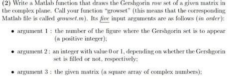2 Write A Matlab Function That Draws The Gershgorin